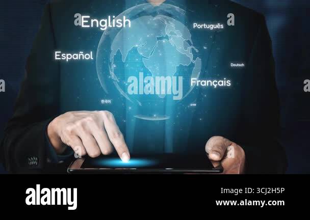 Global communication with multiple languages, digital translation tools ...