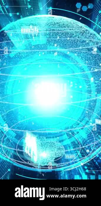 Futuristic global network and tacit digital data transfer 3D graphic ...