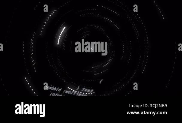 Flat animation showing code fragments tilting, particles swirling into ...