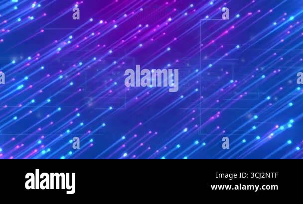 On start neon particles streaming diagonally across dark backdrop, visualizing continuous data ...