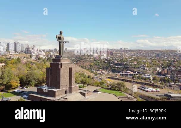 Yerevan, Armenia - 19th october, 2024:Aerial zoom in view Mother ...
