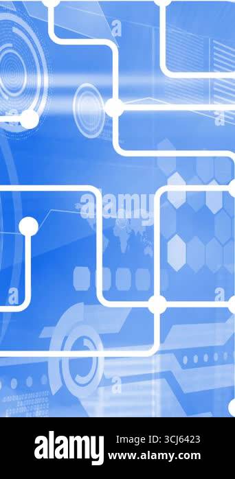 Animation of network of connections over data processing in background. global technology ...