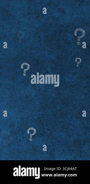 Pink striped question mark symbol against multiple question mark icons ...