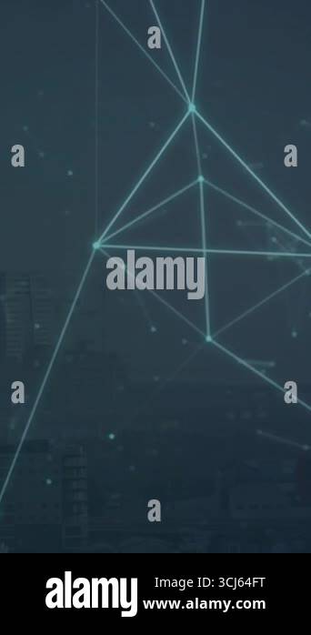 Animation of rotating globe and communication networks on dark background. Data, connection ...