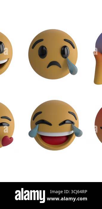 Animation of eight emoji icons on a white background 4k Stock Video ...