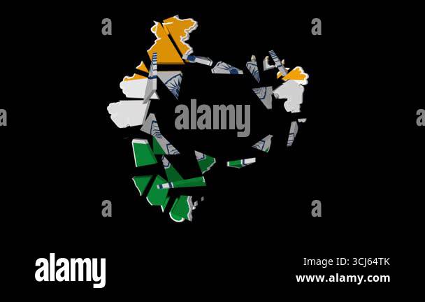 An animated sequence showing the Indian map transforming with vibrant ...