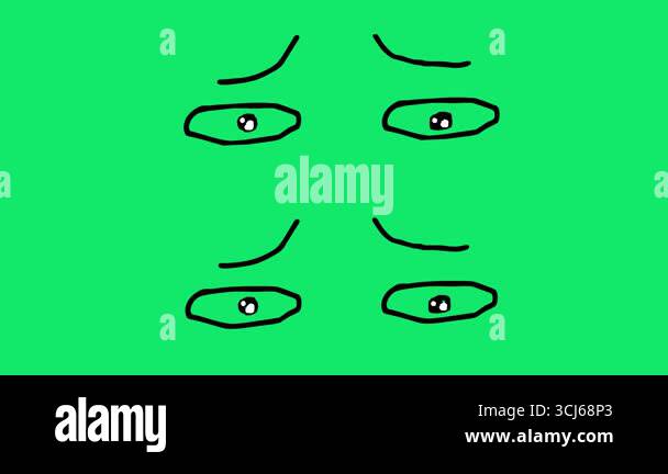Handdrawn Black Line Eyes Blink | Sad Eyes Animation Overlay Stock ...
