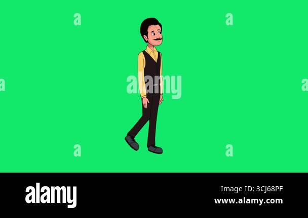 Man Walk Cycle Green Screen | Walking Animation Overlay Stock Video ...