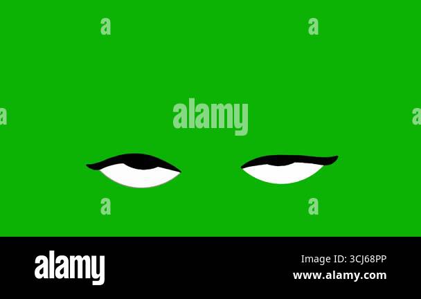 Eyes Blink Animation Green Screen | Cartoon Eye Effect Stock Video ...