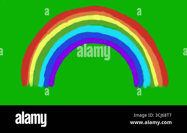 Handdrawn Rainbow Animation Green Screen | Clouds Wiggle Effect Stock ...