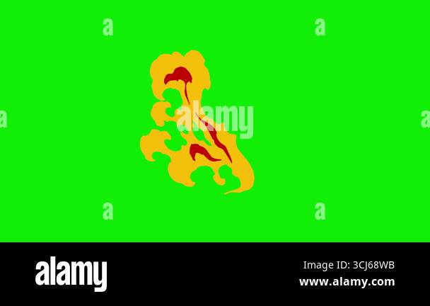 Fire, video of fire flames and smoke, green screen for transparency ...