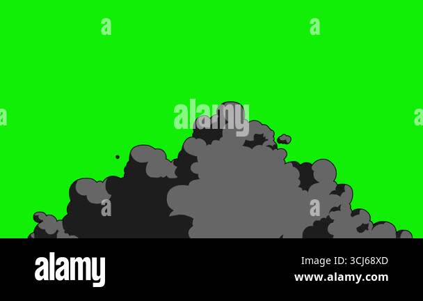 Cartoon 2d Fx Smoke Effects on a green screen. Cartoon fog explosion ...
