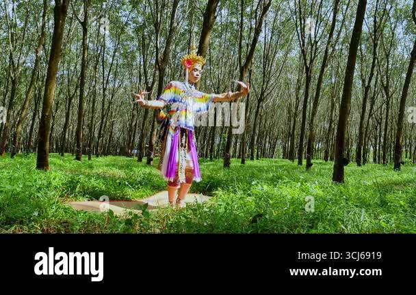 The Manora dancer, dressed in traditional Southern Thai costume, moves ...