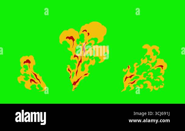 Fire, video of fire flames and smoke, green screen for transparency ...