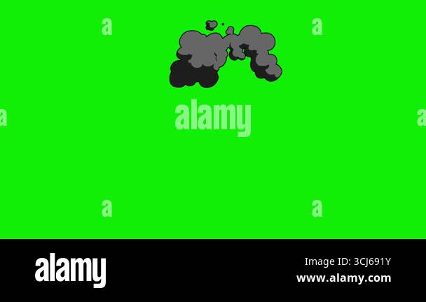 Cartoon 2d Fx Smoke Effects on a green screen. Cartoon fog explosion ...