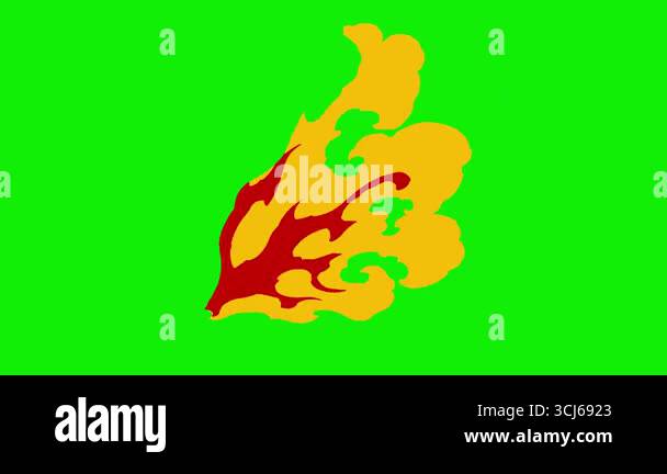 Fire, video of fire flames and smoke, green screen for transparency ...