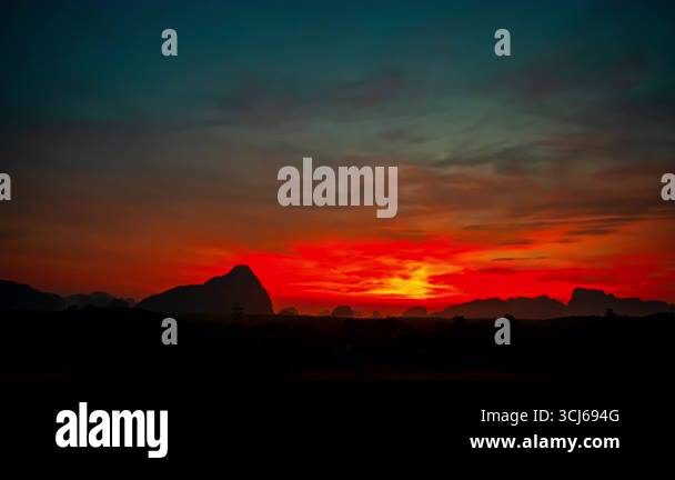 Time lapse wonderful morning colorful cloud in sunrise above Samed Nang ...