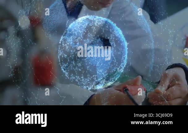 Engineer using stripping tool and exposing conductors under hologram ...