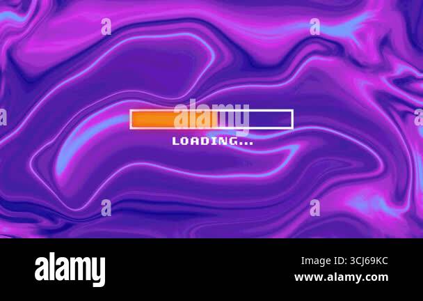 On start loading bar filling in swirl backdrop logo glitching tunnel ...