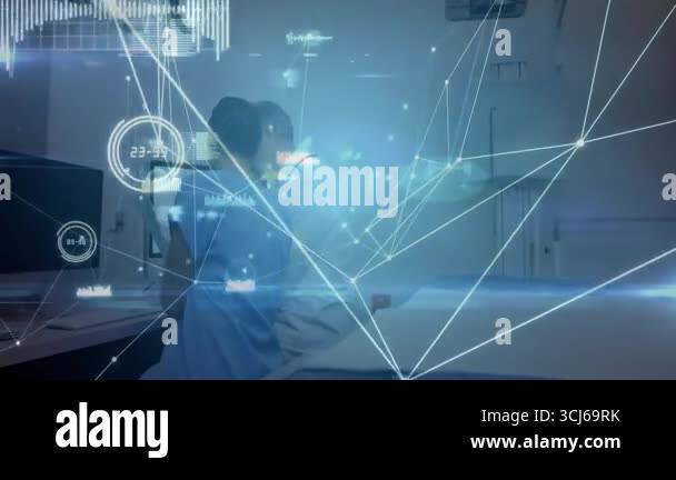 Nurse reviewing data while physician entering pointing and navigating ...