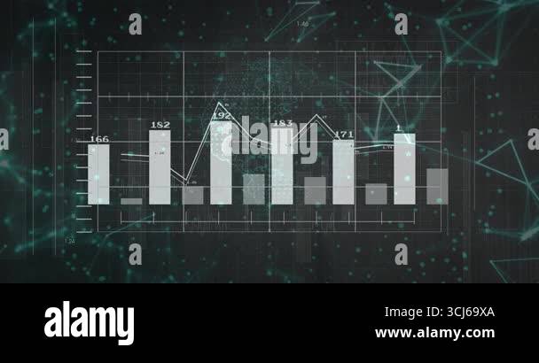 Data feed arriving initiating bars forming while line graph animating ...