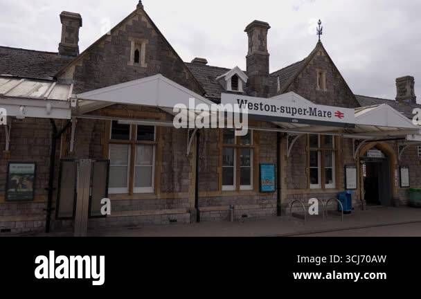 WESTON, UK - AUGUST 8, 2025 - Weston super Mare railway station stands ...