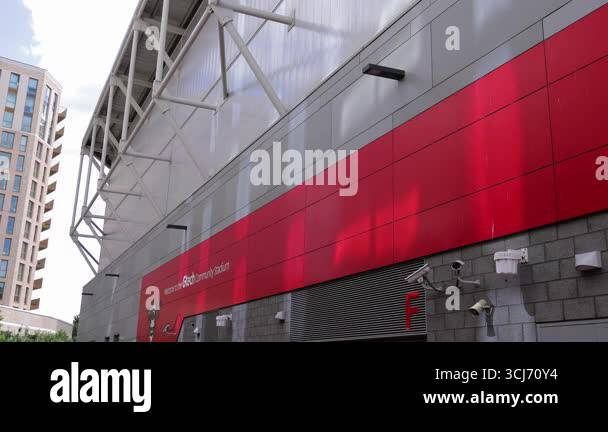 LONDON, UK - AUGUST 8, 2025 - Modern facade of Gtech Community Stadium ...