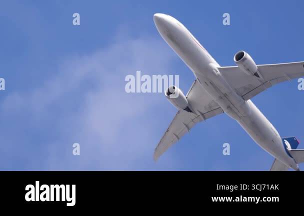 LONDON, UK - AUGUST 8, 2025 - Modern jet airliner climbing in the sky ...