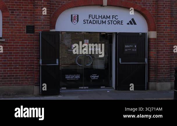 LONDON, UK - AUGUST 8, 2025 - Fulham FC Stadium Store with open doors ...