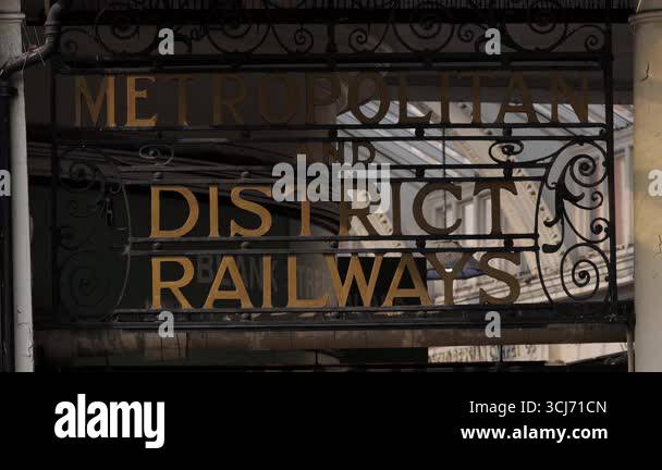 LONDON, UK - AUGUST 8, 2025 - Old wrought iron sign of the Metropolitan ...