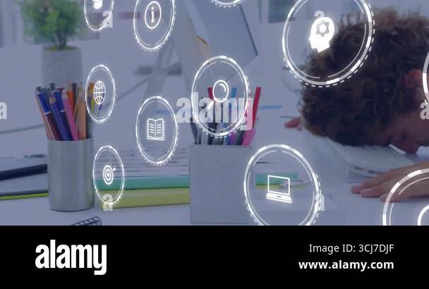 Worker leaning forehead onto papers and pressing sheet as learning ...