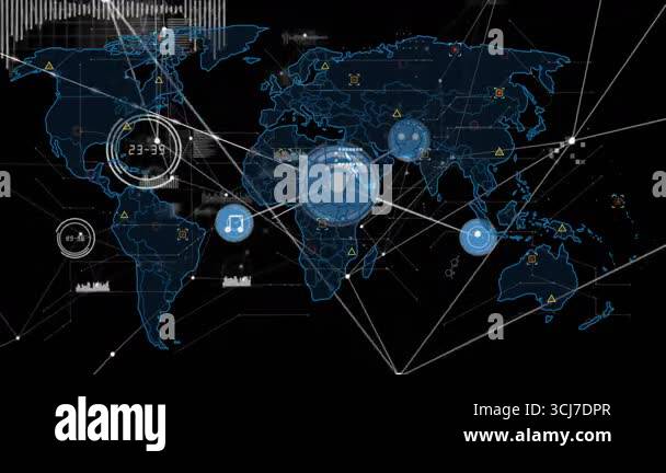 Starting With Backdrop Revealing World Map Data Nodes Pulsing And Linking For Global Network