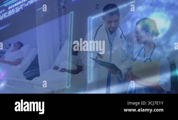Medical overlay guiding doctors writing notes and gesturing toward ...
