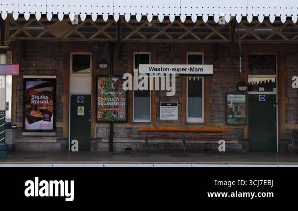 WESTON, UK - AUGUST 8, 2025 - Empty platform at Weston super Mare train ...