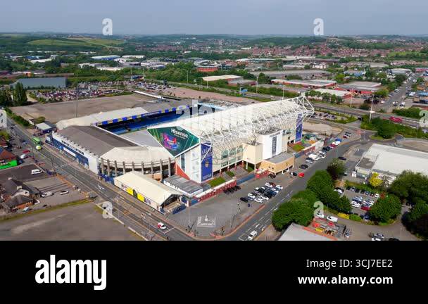 LEEDS, UK - JUNE 12, 2025 - Aerial view of Elland Road stadium, home of ...