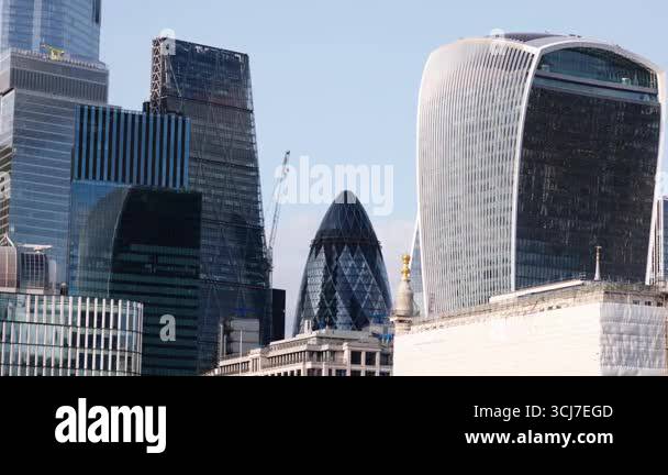LONDON, UK - AUGUST 5, 2025 - Modern skyscrapers rising in the ...