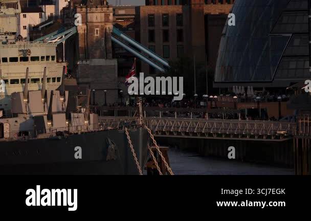LONDON, UK - AUGUST 5, 2025 - HMS Belfast warship moored on River ...