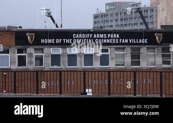 CARDIFF, UK - AUGUST 8, 2025 - Exterior view of Cardiff Arms Park, home ...