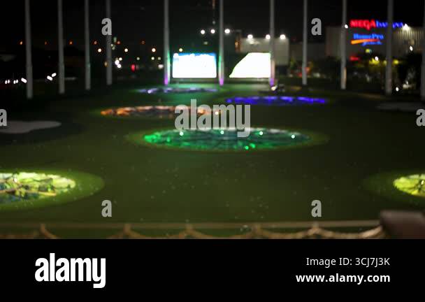 Illuminated golf range with vibrant target lights Stock Video Footage ...