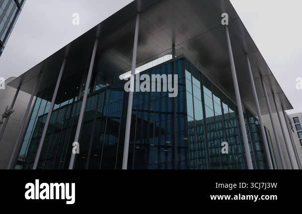 CARDIFF, UK - AUGUST 8, 2025 - Low angle view of the modern BBC Wales ...