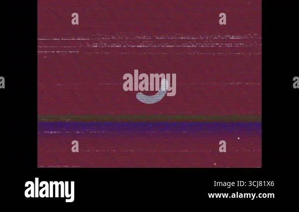 Maroon glitch screen initiating spinner icon rotating and pulsing to ...