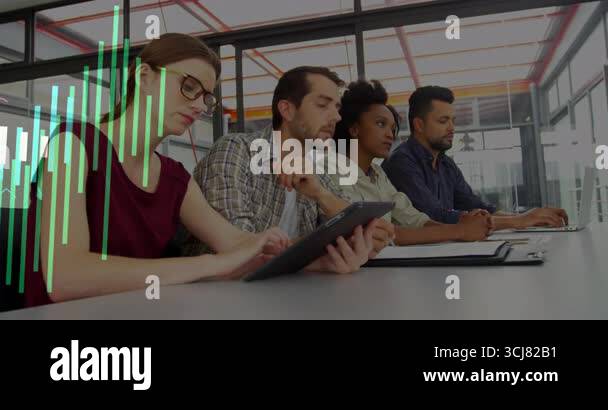 Business team tapping tablet, typing laptop, analyzing data with ...