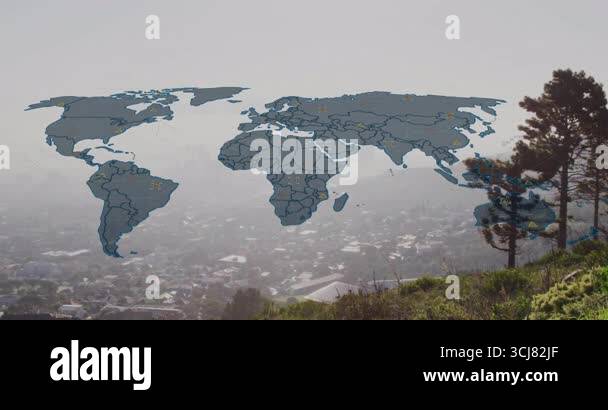 On start world map overlay borders drawing, markers popping, lines ...