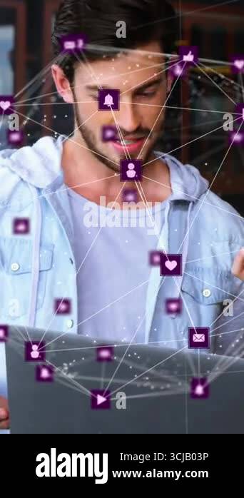 Animation of network of connections over diverse people working in ...