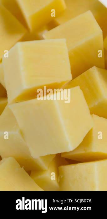 Animation of cheese in bowl over white background. food and drink ...