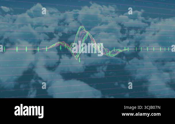 Faint baseline appearing above clouds, waveform emerging, oscillating, settling to show changes ...