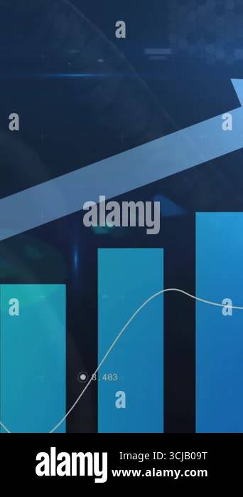Rising bar chart with upward arrow and data points animation. Growth ...