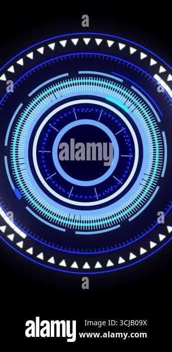 Animation of scope scanning on black background. Global data processing, computing and digital ...