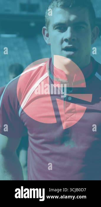 Animation of statistics over rugby players. global sports, technology ...