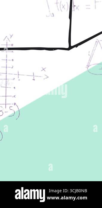 Animation of mathematical equations on white background. global ...